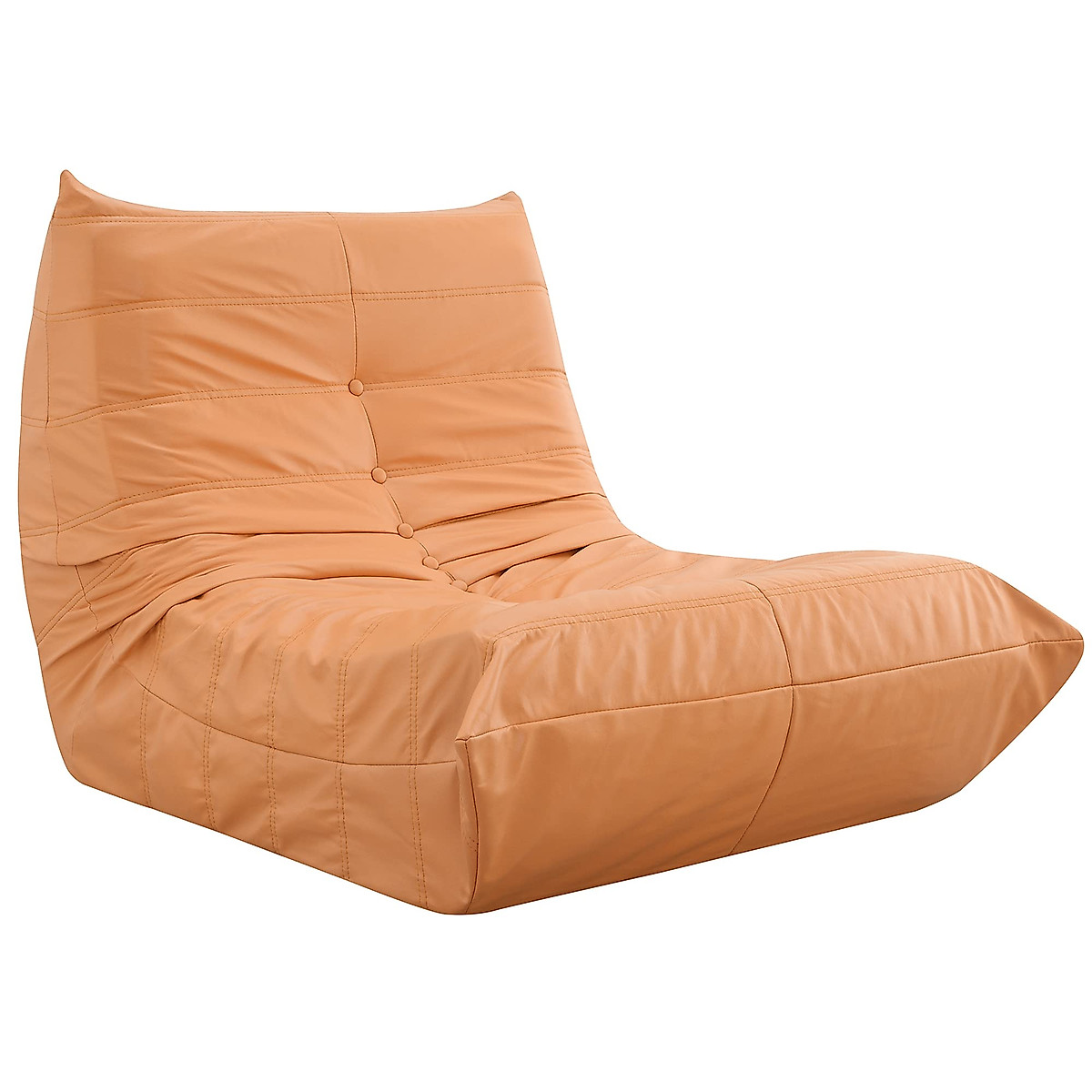 FIQHOME, Comfy Oversized Lazy, Modern Armless Lounge Chair with Backrest Retro Single-Seat,100% Sponge-Filled Sofa for Living Room,Bedroom,Salon,Office,Orange