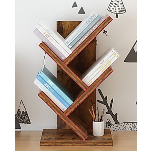 Lydia88 Tree Bookshelf，4-Layer Floor Standing Bookshelf，The Desktop Bookshelf Can Hold Books，Magazines, CDs and Photo Albums，Desktop Organizer，Office Storage Rack Real Wooden Bookshelf