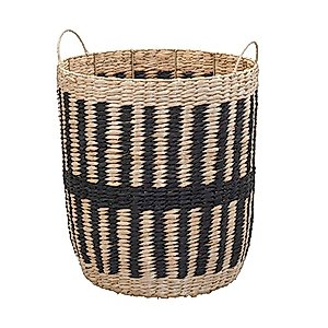 Household Essentials, Natural and Black Cattail and Paper Pillar Basket