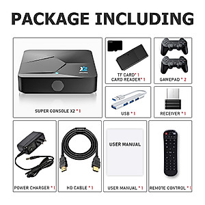 Bearway Super Console x2 Retro Game Console with 60,000+Classic Games for TV, Video Game Console with 60+Emulators,Plug& Play Gaming System EmuELEC4.6&Android TV 9.0, 2 Wireless Controllers(256G)