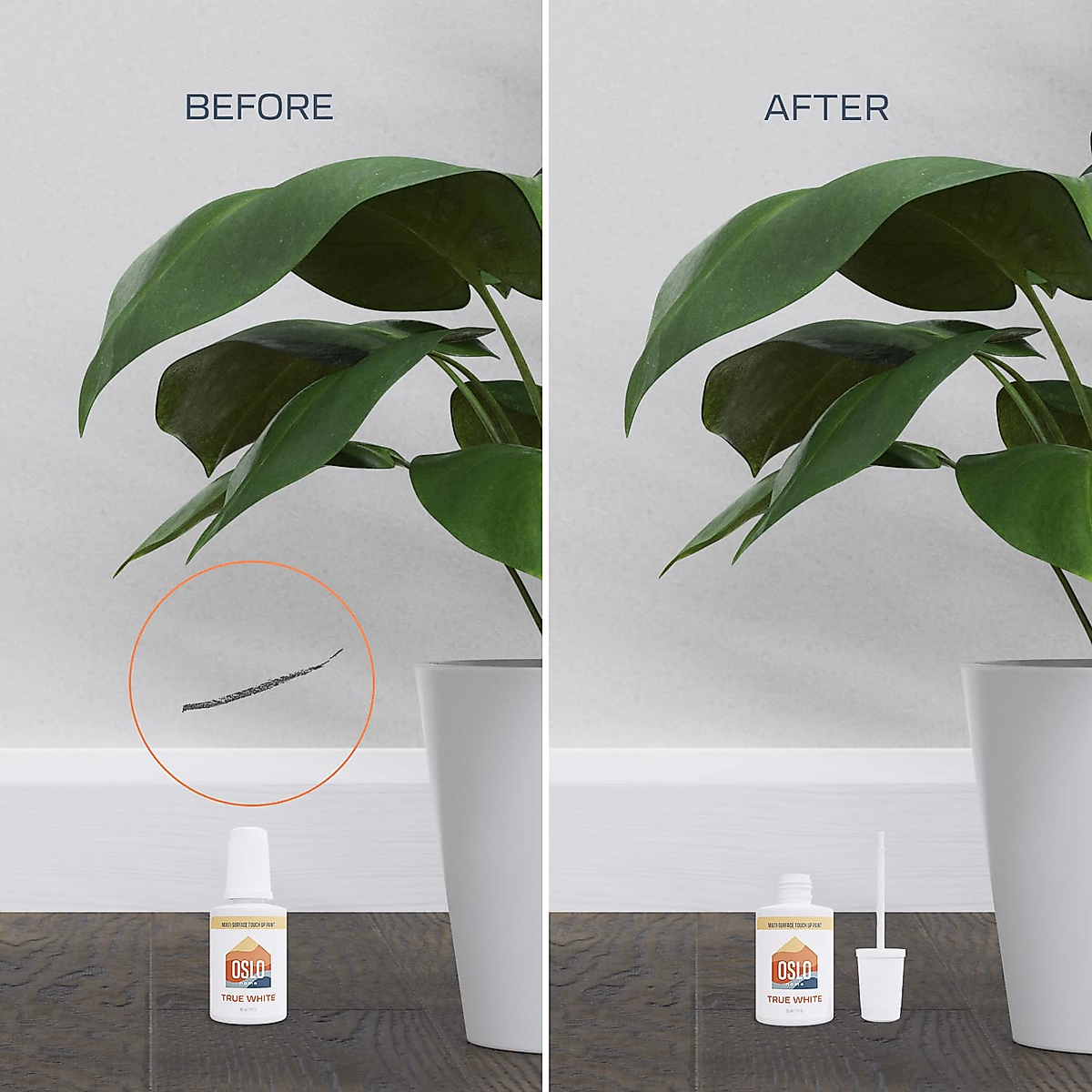 Oslo Home 3 White Color Touch Up Paint Kit – Most Popular Home and Rental Colors with Brush in Bottle - For Repairs, Walls, Trim, Cabinets, Furniture, Shutters and More, Made in USA