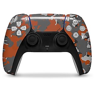 WraptorSkinz Skin Wrap compatible with Sony PS5 DualSense Controller WraptorCamo Old School Camouflage Camo Orange Burnt (CONTROLLER NOT INCLUDED)