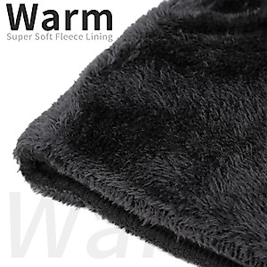 Achiou Winter Balaclava Fleece Hood Ski Mask for Women Kids, Thermal Face Cover Hat Cap Scarf for Cold Weather Black