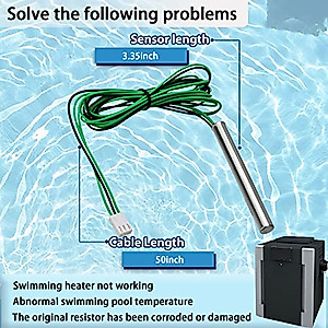 Flngr 009577F Raypak Temperature Sensor, Compatible with Raypak Heaters 206A, 207A, 266A, 267A, 336A, 337A, 406A, 407A, 3 Wire NTC 100K, Raypack 009577F Temperature Sensor Lid Units