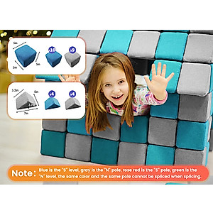 nets Tribe Magnetic Soft Building Blocks for Kids, Magnetic Blocks, Big Blocks, Educational Toys, Incredibly Fun Building Block for Children (Blue+Gray)