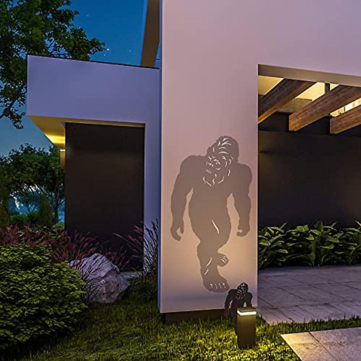 Bigfoot Garden Decor Metal Stake - Set of 2 Big Foot Sasquatch Gifts Yard Art Decorative Garden Stakes for Outdoor Decor, Yard, Patio, Lawn Decorations - 15.7”H x 8.3”W & 7.8”H x 4.1”W