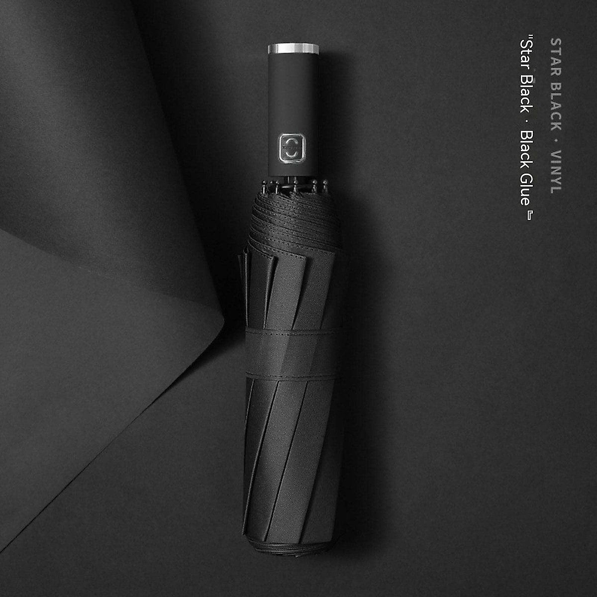 Travel Umbrella for Rain Protection Sun-Folding UV Umbrella Windproof Compact Auto Open Close (black)