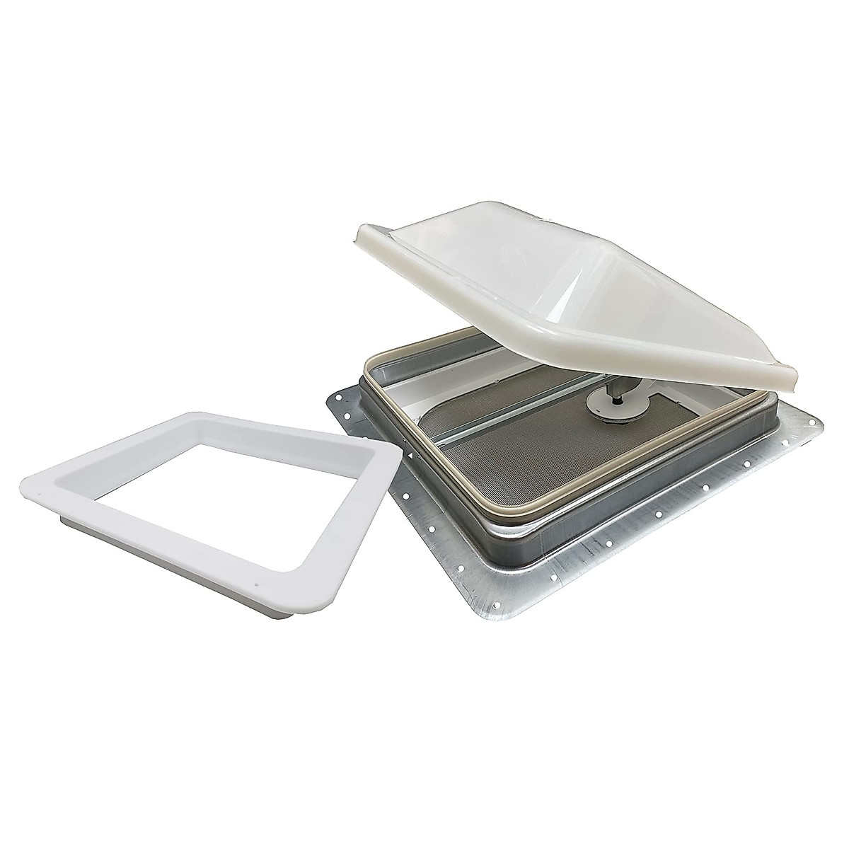 classAcustoms VL-W-1G | 14" RV Roof Vent | White Lid | Non-Powered | w/ 1" Garnish Trim Ring