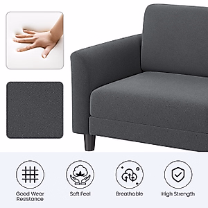 Yaheetech 67" W Fabric Sofa Couch 2 Seater Loveseat Sofa with USB Charging Ports Upholstered Sofa Living Room Office Bedroom, Dark Gray