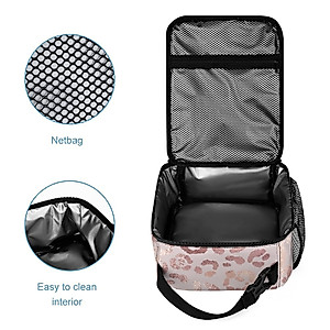 MINBHEBYUD Leopard Skin Rose Gold Lunch Bag for Men Women, Insulated Lunch Bags for Office Work, Reusable Portable Lunch Box
