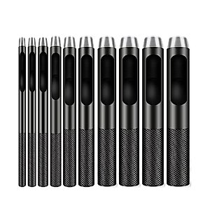 IRISFLY 10pcs Round Steel Leather Craft Hollow Hole Punch 1mm to 10mm for Leather Belt Watch Band Gasket