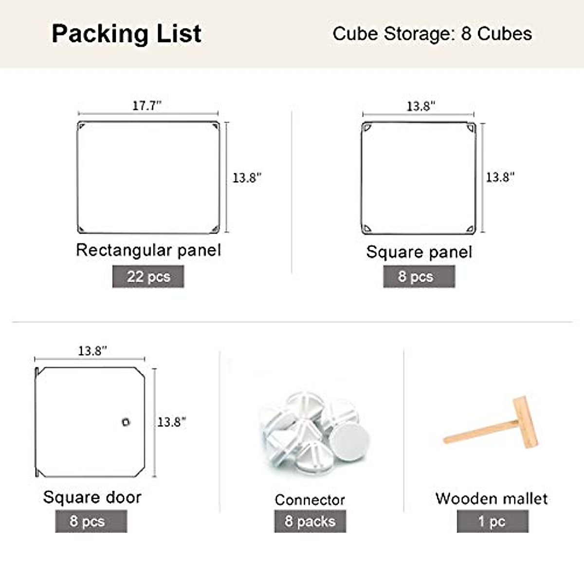 KOUSI Large Cube Storage - 14"x18" Depth Cube (8 Cubes) Cube Organizer Cube Storage Shelves Cubby Organizing Closet Storage Organizer Cabinet Shelving Bookshelf Toy Organizer, White