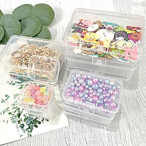 Oarolloy 16pcs Small Plastic Organizer Storage Boxes 4 Sizes Rectangle Clear Plastic Organizer Storage Box Mini Mini Empty Containers with Lids for Beads, Jewelry, Nail Art, Crafting
