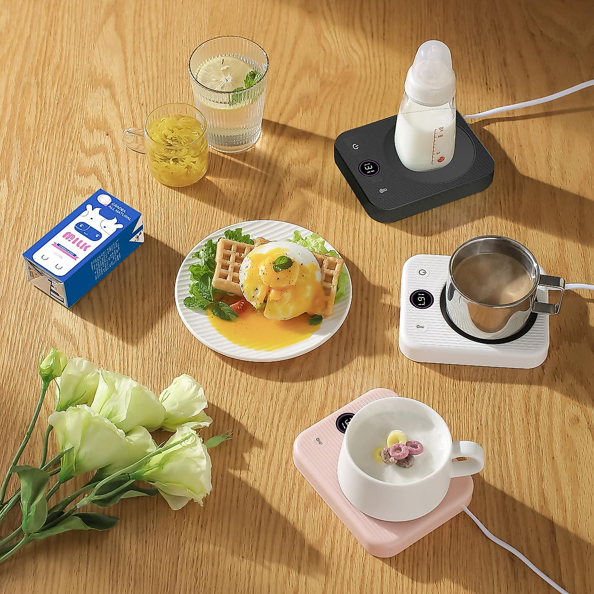 Coffee Mug Warmer for Desk, Coffee Cup Beverage Warmer, 4 Hours Auto Shut-Off Candle Heating Plate for Office, Home and Travel with 3 Temperature (Black)