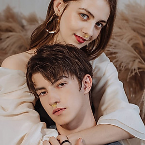 Naomimeier 20PCS Fake Nose Rings, Fake Septum Fake Nose Ring, Clip On Nose Ring, Faux Nose Ring, Fake Nose Piercings, Fake Lip Ear Nose Septum Rings, Stainless Steel Fake Piercings