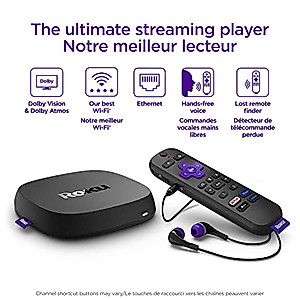Roku Ultra LT (4K/HDR/HD) Streaming Player with Enhanced Voice Remote, Ethernet W/Premium 6FT 4K Ready HDMI Cable & 64GB MicroSD for Faster Channel Loading (US Version)