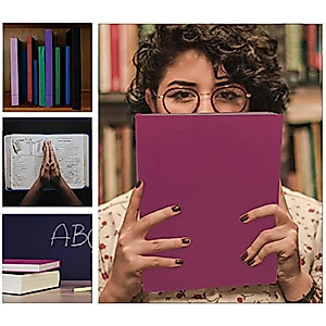 2 Pack Stretchable Book Sleeve Covers, for Paperbacks Hardcover Textbooks up to 9" x 12", Office Supplies with Free Sticker Labels (2 Pack, Rose Red + Pink)