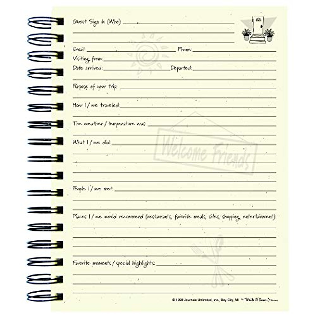 Journals Unlimited "Write it Down!" Series Guided Journal, Guest Journal, Enjoy Your Stay!, with a Cranberry Hard Cover, Made of Recycled Materials, 7.5"x 9"