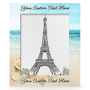 Mardesigns Personalized 8x10 Starfish Seashell Picture Frame, Wall Mount or Table Top Photo Frame, Sea Beach Wood Customized Frame Fits 8x10 or 6x8 Picture with Custom Text