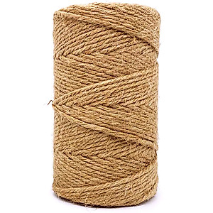 Jute Twine 328 Feet 2.5mm 4Ply Heavy Duty Natural Jute Rope String for Home Gardening Plant Picture Hanger Industrial Packing String for Gifts Presents Mason Jars Wedding Decorations Crafts