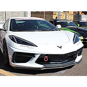 iJDMTOY Red Track Racing Style Front Bumper Tow Hook O-Ring Compatible with Chevrolet 2020-up Corvette C8, Made of Light Weight CNC Aluminum