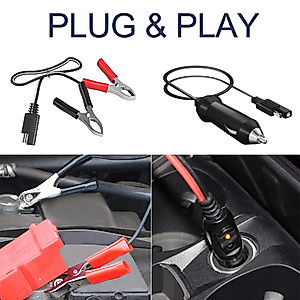 SUNAPEX Solar Battery Charger Maintainer, 5W 12V Portable Waterproof Solar Panel Trickle Charger with Built-in Charge Controller, Cig Plug, Alligator Clips, O-Rings for Car, Truck,Tractor, Boat, etc