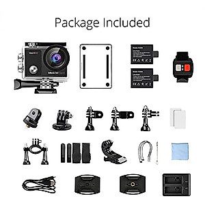 Dragon Touch 4K Underwater HD Action Camera, Vision 3 Pro Touch Screen 20MP 100FT Waterproof Video Camera Adjustable View Angle WiFi Sports Camcorder with Remote Control Helmet Accessories