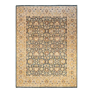 One of a Kind Hand Knotted Hand Made Wool Traditional Oriental Mogul Gray 8 X 10 Area Rug