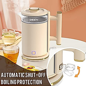Dezin Electric Kettle, 1.5L BPA Free Double Wall Electric Water Kettle with Stainless Steel Filter, Borosilicate Glass Hot Water Boiler with Auto Shut Off & Boil Dry Protection Tech for Coffee, Tea