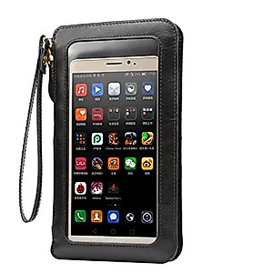 Touch Screen Cellphone Crossbody Shoulder Bag Purse Pouch Case for Google Pixel 6 Pixel 5a 4a 5G, Pixel 4 XL, Pixel 3 XL, BLU G91 G90 G50 Plus G60 G70 Samsung Galaxy A51 A52 A41 A32 (Black)
