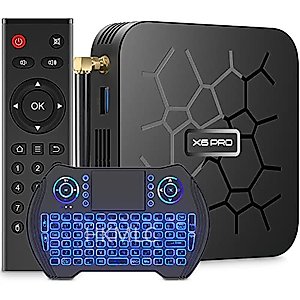 X6 PRO Android TV Box 10.0, Android TV Box 4GB RAM 64GB ROM, H616 Quad-Core 64bits 100M LAN Dual-WiFi 2.4G/5G Android Box with 6K/AV1/3D/USB 3.0/BT 4.2 with Wireless Keyboard
