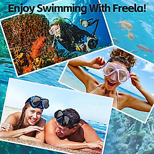 Freela Swimming Goggles Adult Swim Goggles with Nose Cover for Men Women Youth 180°Wide View Soft Silicone Skirt No Leak Open Water Pool Goggles Underwater Clear Scuba Snorkel Diving Mask for Beach