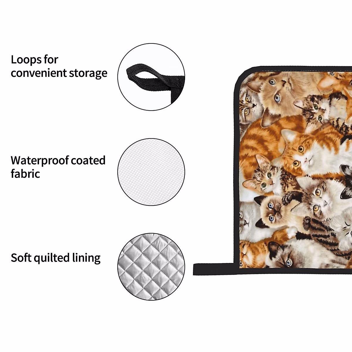 Cute Cat Oven Mitts and Pot Holders Sets, Non-Slip Heat Resistant Gloves Potholders Pot Pads for Kitchen Cooking Baking Grilling BBQ(4-Piece Set)