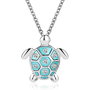 Turtle Pendant Imitation Opal Necklace Zircon Clavicle Chain Women's Jewellery Gift Accessories, Blue Durable Design