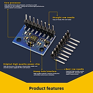 DaFuRui 5Pack GY-521 MPU-6050 Module 6 DOF 3 Axis Accelerometer Gyroscope Sensor Module 16 Bit AD Converter Data Output IIC I2C Compatible for Arduino