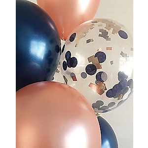 Navy Blue Rose Gold Balloons Navy Blue Rose Gold Bridal Shower Decorations/Gender Reveal/Navy Blue Birthday Decorations/Wedding/Navy Peach Baby Shower Decorations