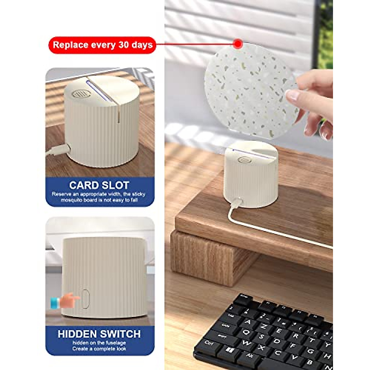 AICase Indoor Insect Trap Catcher with Biting Insect Attractant& Killer for Mosquito,Gnat, Fly Traps, Bug Zappers,Catch Flying Insect Indoors with Sticky Glue, Bug Light