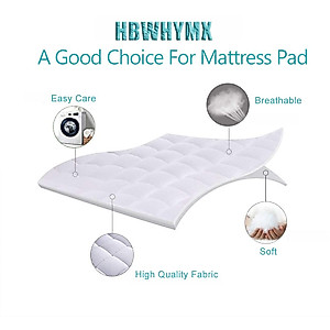 Queen Size Mattress Topper Pillow Top Mattress Protector Quilted Fitted Mattress Pad 8-21" Deep Pocket Cooling Mattress Cover Easy Installation and Care Fitted Sheets (White, 60x80 Inches, Queen)