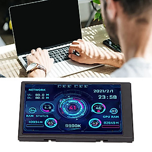 PC Temperature Display Screen, 3.5in IPS USB Mini Screen, PC Sensor Panel, AIDA64 PC CPU RAM Data Monitor, Only Support for Windows System.