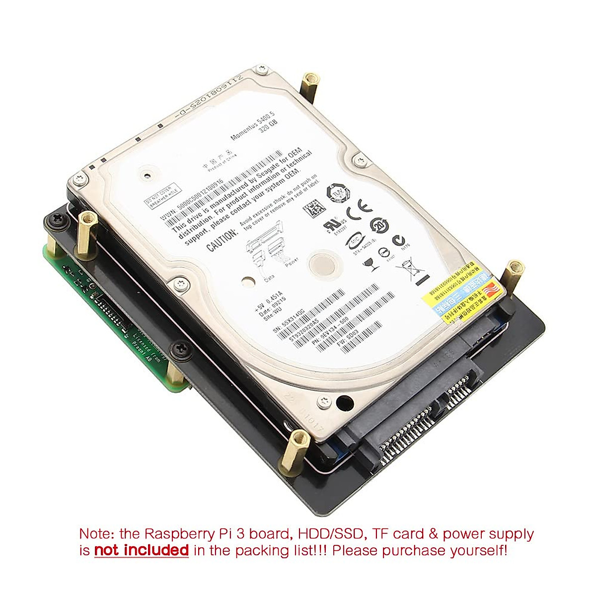 Geekworm X820 V3.0 2.5“ SATA HDD/SSD Storage Expansion Board, USB 3.0 Mobile Hard Disk Module for Raspberry Pi 3 B+/3B&2.5 Inch SATA HDD/SSD