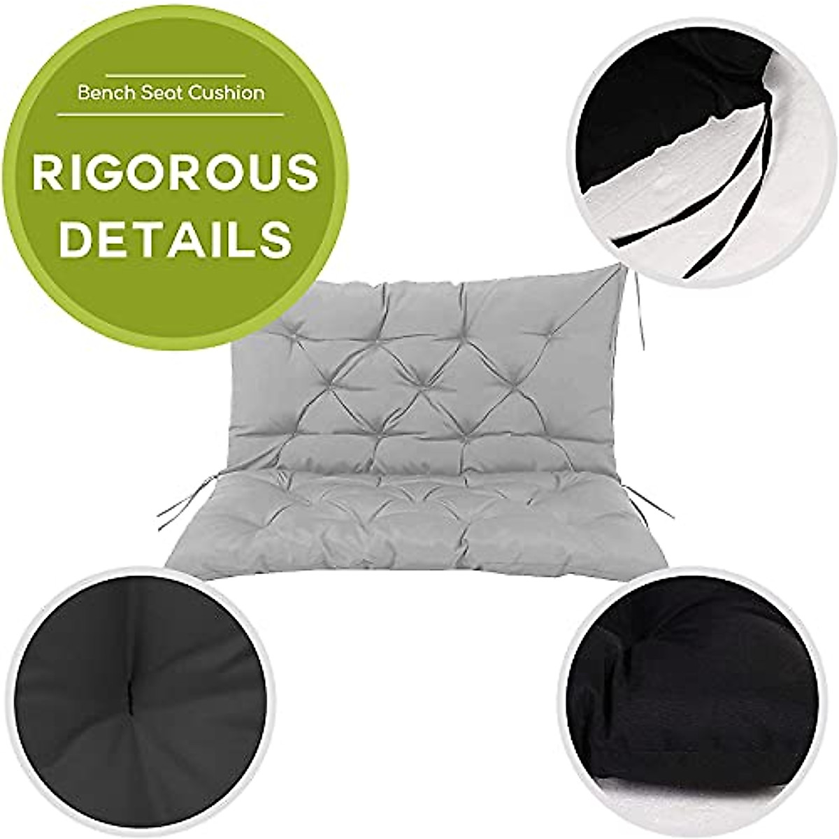 Bench Pad Cushion Replacement 2 or 3, Seat Waterproof Soft Bench Cushions with Backrest, Seat Replacement Mat Non Slip Thick Garden Bench Seat Cushion Lounger Chairs Pad for Outdoor Patio Swing