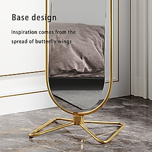 BUZUEY Floor Mirror,Gold Full Length Mirror,Standing Mirror,67"*15.8"Full Body Mirror,Iron Frame Oval Stand up Mirror for Bedroom,Living Room,Dressing Room
