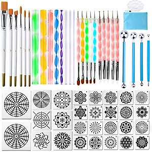 Mandala Dotting Tools,Augshy 58PCS Dot Painting Tools Set Rock Painting Supplies with a Blue Zipper Waterproof Storage Bag for Painting Rocks