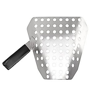 Fries Scooper Popcorn Scoop Ergonomic Single Handle Stainless Steel Fries Scooper with Holes for Movie Theater Shop