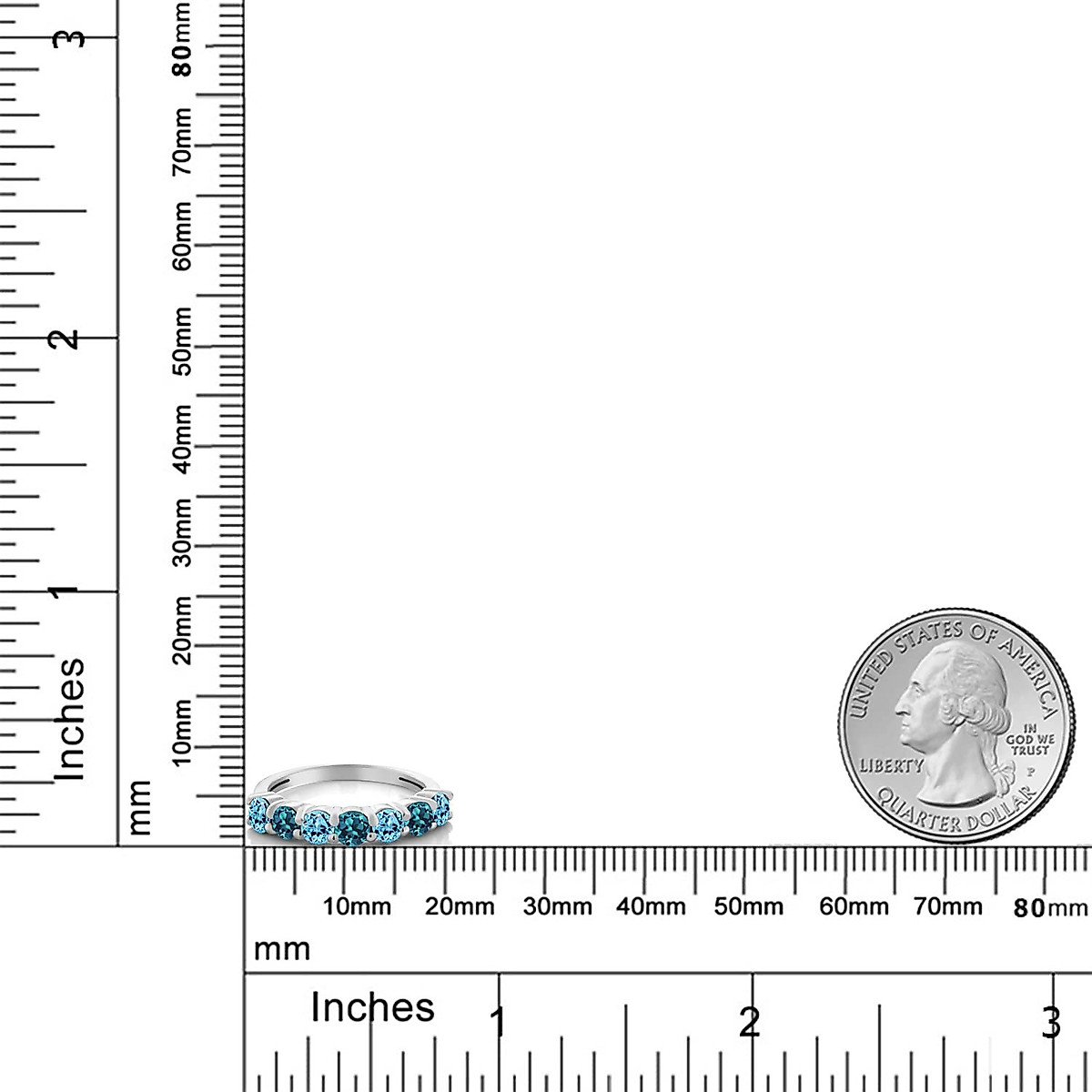 Gem Stone King 925 Sterling Silver Swiss Blue Topaz & London Blue Topaz Anniversary Ring For Women (1.40 Cttw, Gemstone Birthstone, Available in size 5, 6, 7, 8, 9)