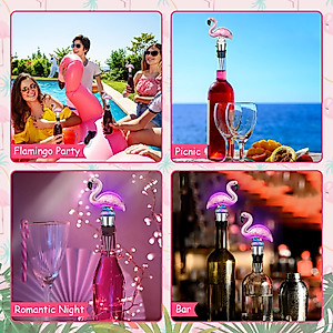 2 Pcs Glass Flamingo Wine Bottle Stopper Flamingo Wine Stopper with LED Changing Lights Cute Animal Wine Stopper Flamingo Gifts for Women Men Wine Accessories