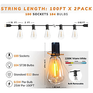 200FT Edison Vintage String Lights with Shatterproof Bulbs | Achin ...