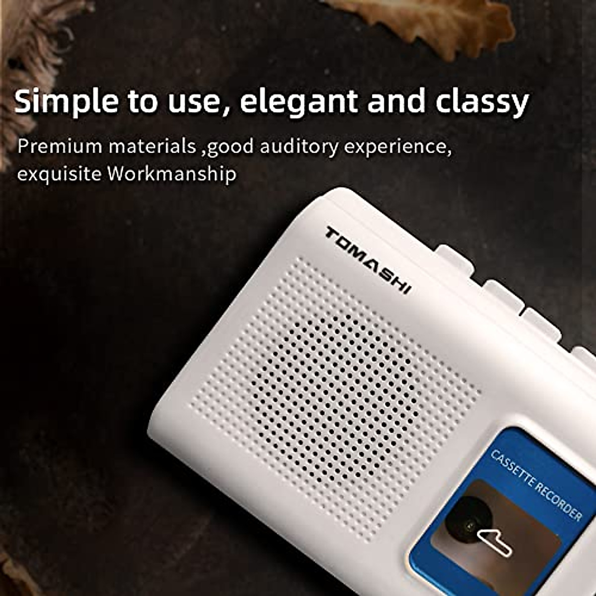 TOMASHI Portable Cassette Player Tape Recorder Walkman with Built-in Speaker,Microphone,Headphone Jack-, 4.57 x 3.54 x 1.38inch,