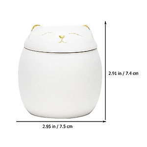 Cabilock Ceramic Tea Jar Kitchen Storage Jar Cartoon Cat Sealed Canister Mini Food Storage Container for Loose Tea Coffee Bean Sugar Salt 160ML (White)