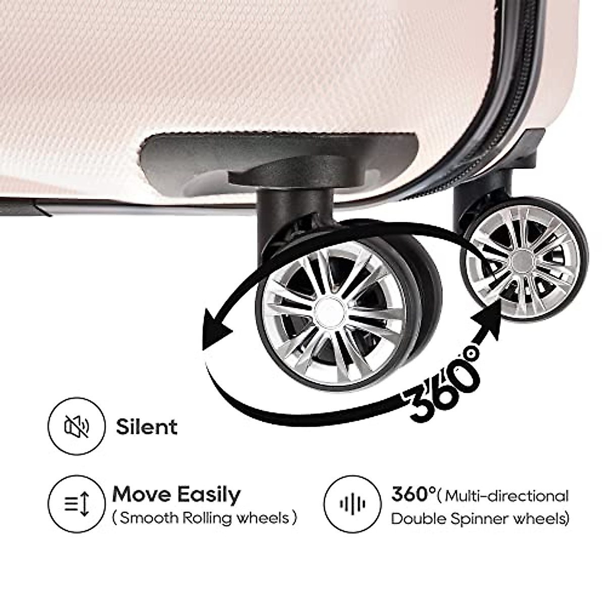 GinzaTravel 3-Piece Luggage Set with TSA Locks, Expandable, and Friction-Resistant in Light pink - Includes 20", 24" & 28" Spinner Suitcases